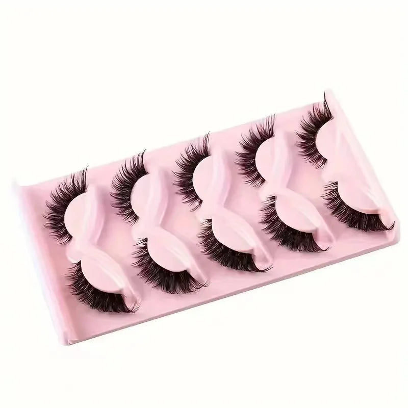 Hot Selling Makeup 5 Pairs Cat Eye Lashes Faux Eyelashes Eye Elongated ...